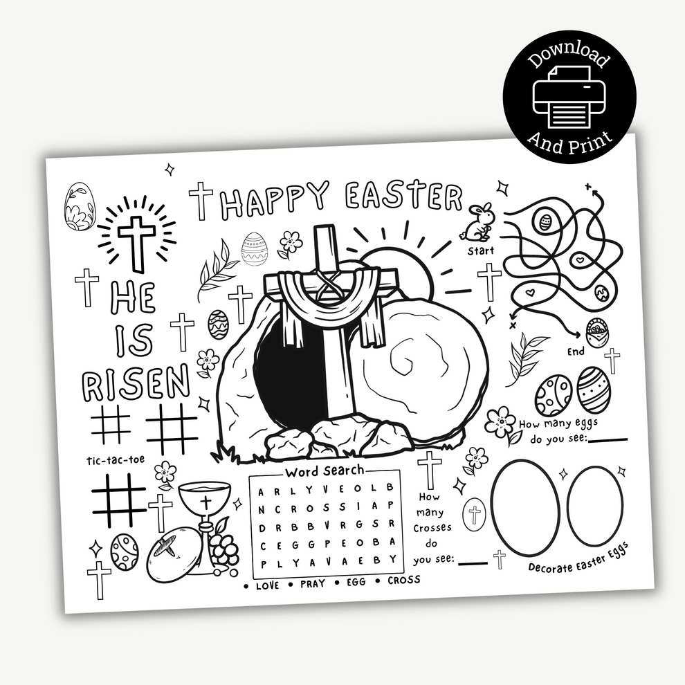 Printable Christian Easter Day Activity Mat – Three Nail Faith