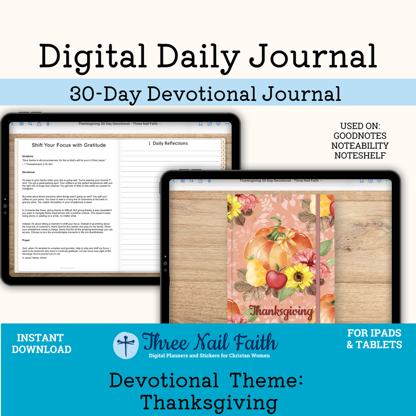 Thanksgiving 30 Day Digital Devotional Journal – Three Nail Faith
