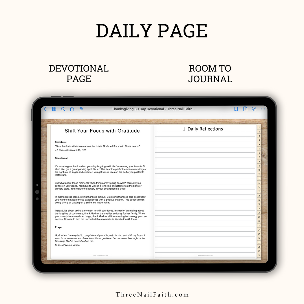 Thanksgiving 30 Day Digital Devotional Journal – Three Nail Faith