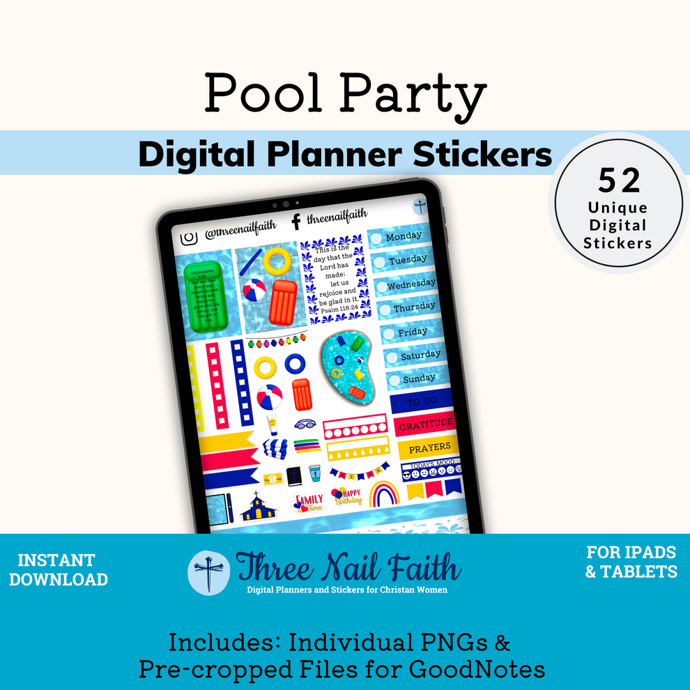 Pool Party Digital Planner Sticker Kit 2022 – Three Nail Faith