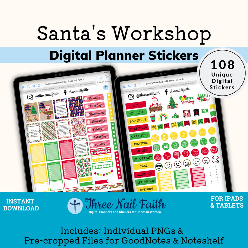 Santas Workshop Digital Planner Sticker Kit 2022 – Three Nail Faith