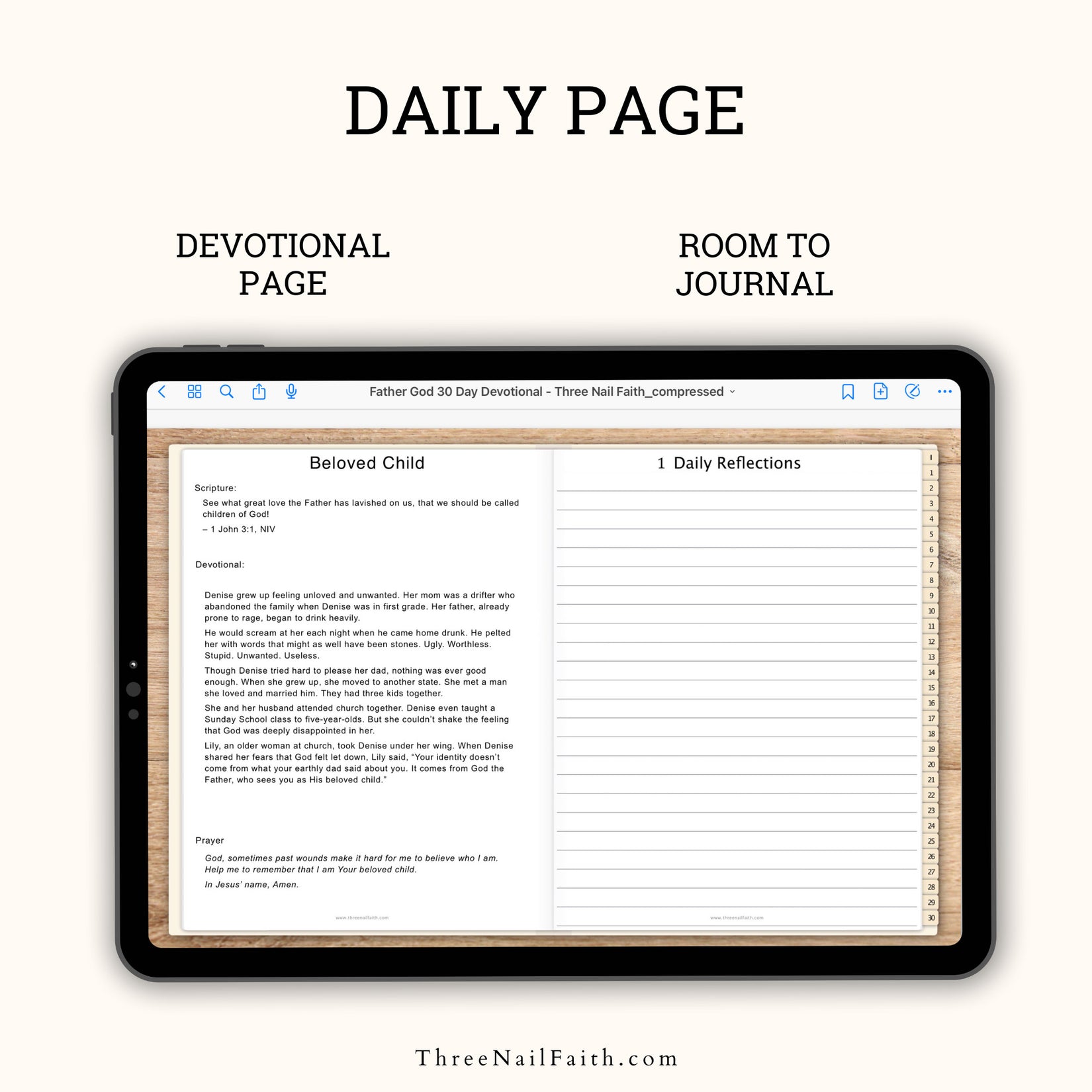 Father God 30 Day Devotional Digital Journal – Three Nail Faith